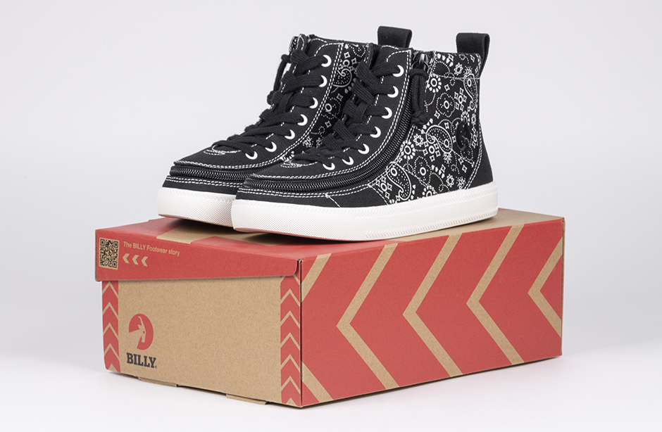 Kid's Black Paisley BILLY Classic Lace High Tops - zipperenzo.nl