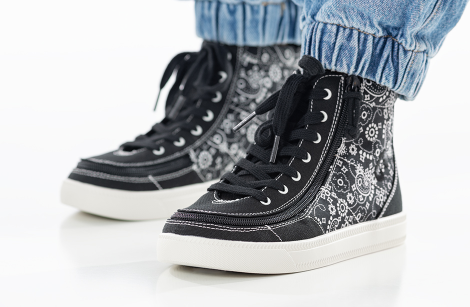 Kid's Black Paisley BILLY Classic Lace High Tops - zipperenzo.nl