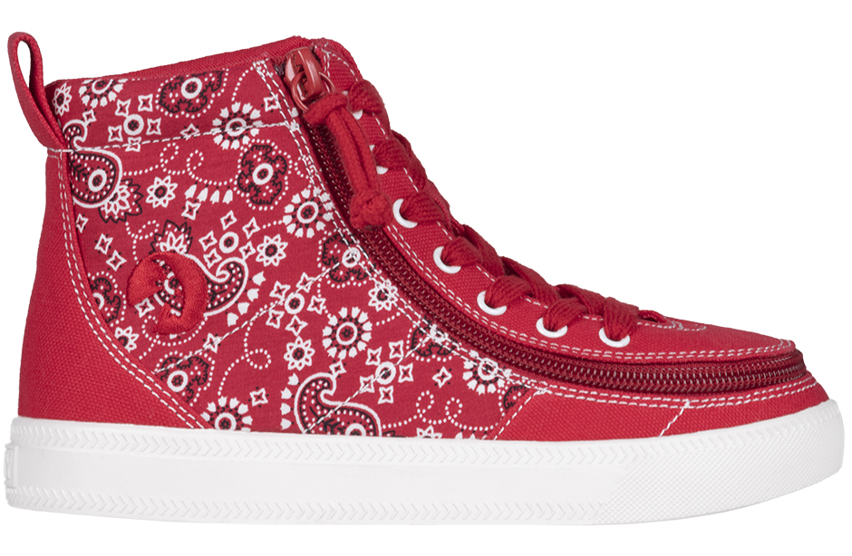 Kid's Red Paisley BILLY Classic Lace High Tops - zipperenzo.nl